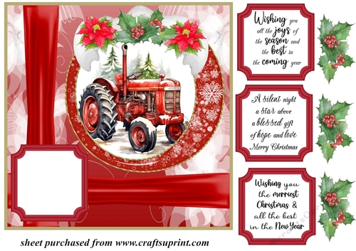 Red Tractor Christmas card front - CUP1232469_659 | Craftsuprint