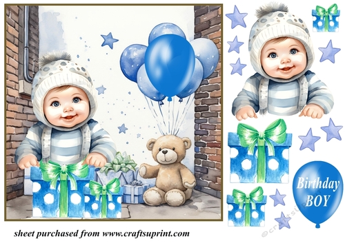 Baby boy birthday card front - CUP1232901_659 | Craftsuprint