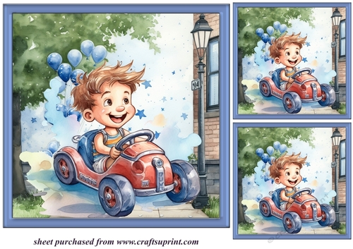 3 Kids n cars card fronts/toppers 1 - CUP1236487_659 | Craftsuprint