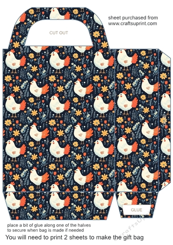 Folk art chickens gift bag 1 - CUP1237502_659 | Craftsuprint