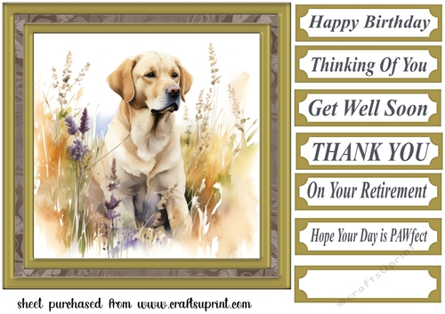 Yellow floral Labrador card front 11 - CUP1239161_659 | Craftsuprint