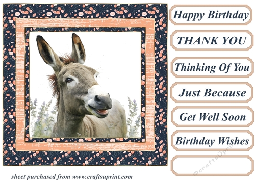 The happy donkey card front 4 - CUP1240053_659 | Craftsuprint