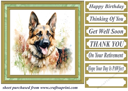 Floral German Shepherd card front 7 - CUP1240956_659 | Craftsuprint