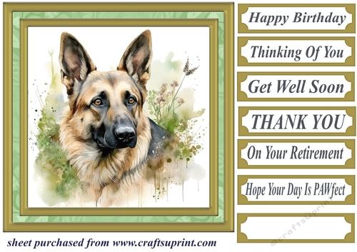 Floral German Shepherd card front 12 - CUP1240962_659 | Craftsuprint