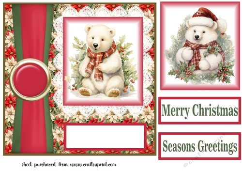 Christmas polar bear card front 2 - CUP1244528_659 | Craftsuprint