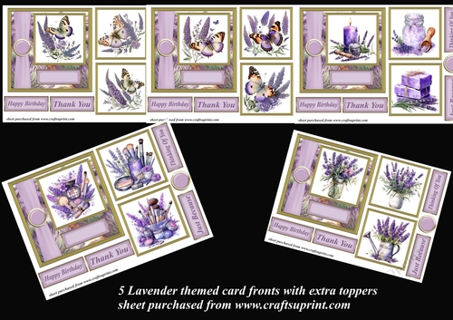 5 lavender themed card front kit - CUP1248610_659 | Craftsuprint