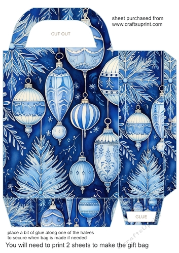 Blue Christmas themed gift bag 1 - CUP1248782_659 | Craftsuprint