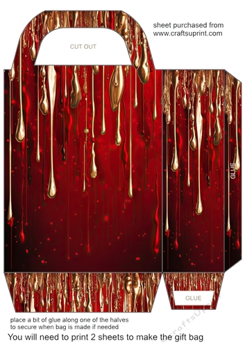 Red and gold Christmas drip gift bag 1 - CUP1250389_659 | Craftsuprint