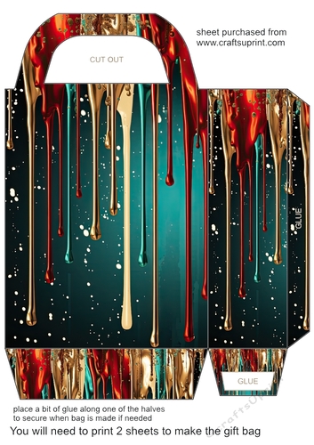 Red and gold Christmas drip gift bag 3 - CUP1250391_659 | Craftsuprint
