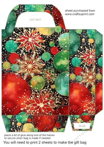 Christmas flowers and sparkles gift bag 9 - CUP1250696_659 | Craftsuprint