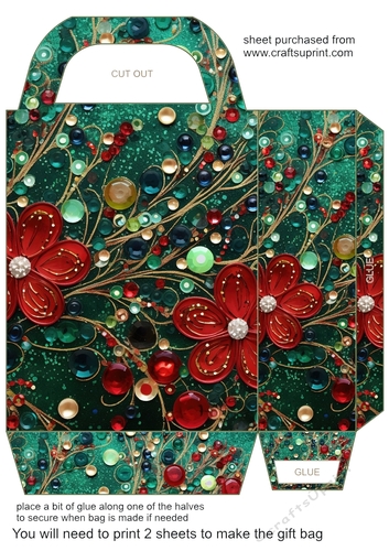 Christmas flowers and sparkles gift bag 11 - CUP1250698_659 | Craftsuprint