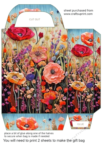 Embroidered poppies gift bag 8 - CUP1252585_659 | Craftsuprint