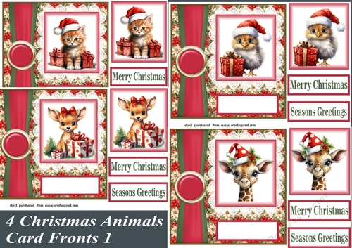 4 Christmas animal card front kit 1 - CUP1256490_659 | Craftsuprint