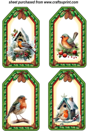 4 Christmas robin tag toppers 3 - CUP1257119_659 | Craftsuprint