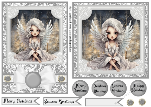 5x7 and 6x6 Aprox Silver Christmas angel card fronts 4 - CUP1258079_659 ...