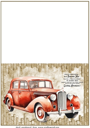 Classic car cut and fold card 1 - CUP1259635_659 | Craftsuprint
