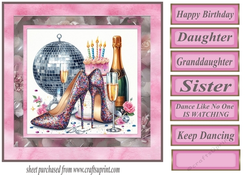 Keep dancing female Birthday card front 8 - CUP1260920_659 | Craftsuprint