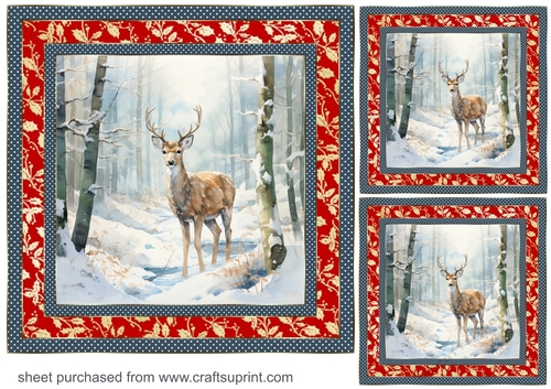 3 Snowy woodland deer card front/toppers - CUP1262891_659 | Craftsuprint