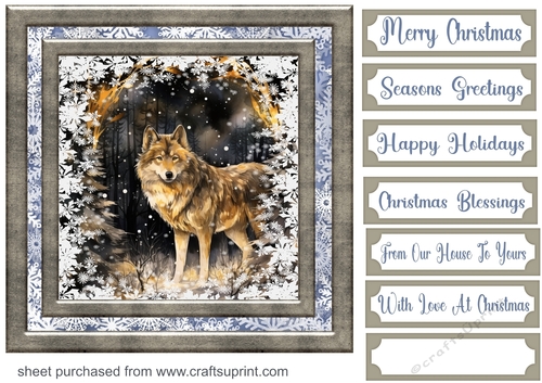 Christmas wolves in forest card front 4 - CUP1264296_659 | Craftsuprint