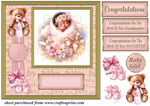 Ethnic new baby girl card front 1 - CUP1264949_659 | Craftsuprint