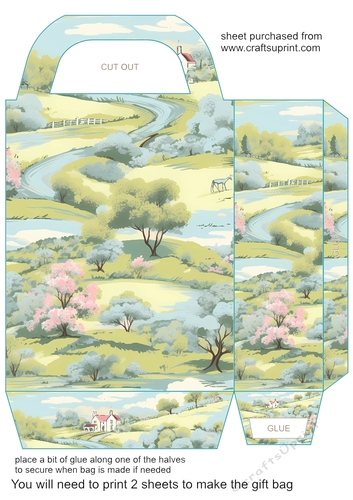 Pastel English countryside gift bag 3 - CUP1267822_659 | Craftsuprint
