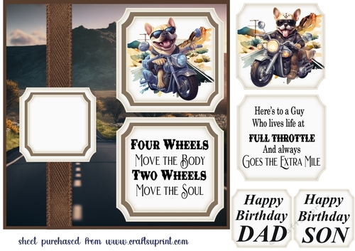 2 Panel motorbike Frenchie card front 3 - CUP1267960_659 | Craftsuprint