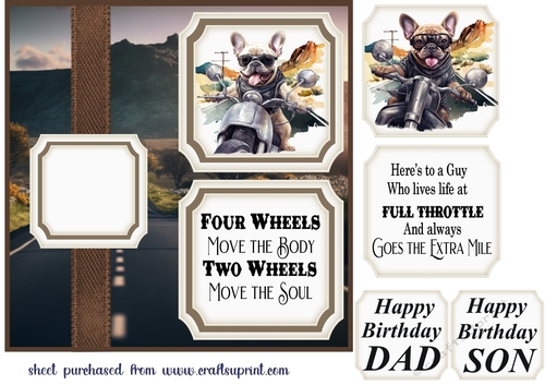 2 Panel motorbike Frenchie card front 4 - CUP1267961_659 | Craftsuprint