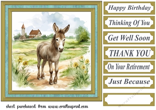 Cute donkey card front 3 - CUP1275627_659 | Craftsuprint