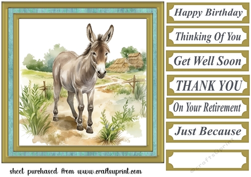 Cute donkey card front 14 - CUP1275639_659 | Craftsuprint