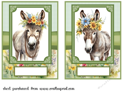 2 Floral donkey card fronts 1 - CUP1277217_659 | Craftsuprint