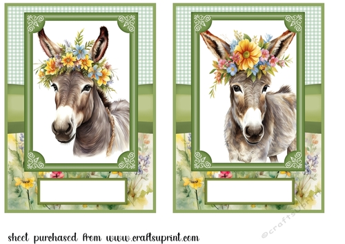 2 Floral donkey card fronts 2 - CUP1277218_659 | Craftsuprint
