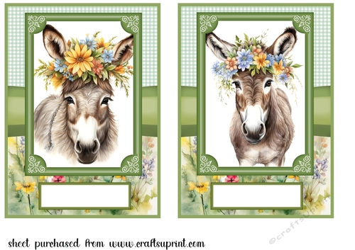 2 Floral donkey card fronts 4 - CUP1277221_659 | Craftsuprint