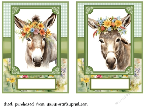 2 Floral donkey card fronts 5 - CUP1277222_659 | Craftsuprint