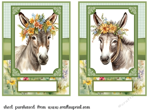 2 Floral donkey card fronts 6 - CUP1277224_659 | Craftsuprint