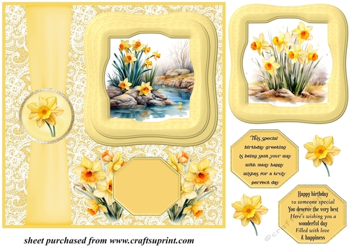 Framed daffodil scene card front 1 - CUP1279560_659 | Craftsuprint