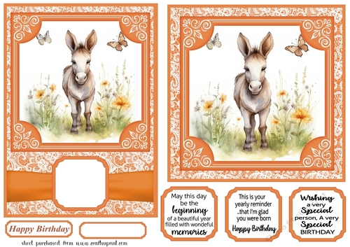 6x6 and 5x7 Orange floral donkey card fronts 8 - CUP1280387_659 ...