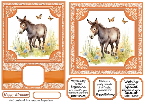 6x6 and 5x7 Orange floral donkey card fronts 9 - CUP1280388_659 ...