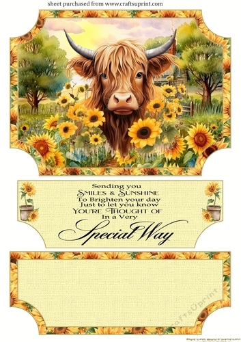 Sunflower Highland cow easel topper and layered stopper(no base ...