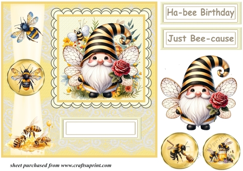Bee gnome card front 6 - CUP1287753_659 | Craftsuprint