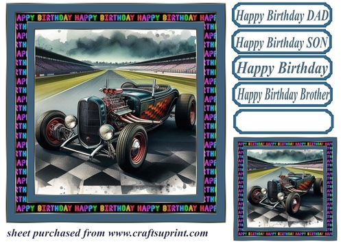 Birthday hot rod card front 6 - CUP1290599_659 | Craftsuprint
