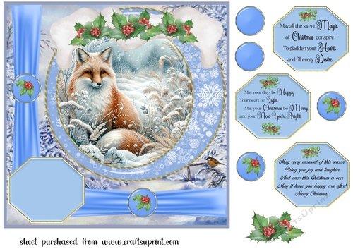 Blue winter fox card front 8 - CUP1290906_659 | Craftsuprint