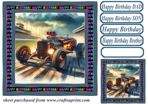 Birthday hot rod card front 13 - CUP1290922_659 | Craftsuprint
