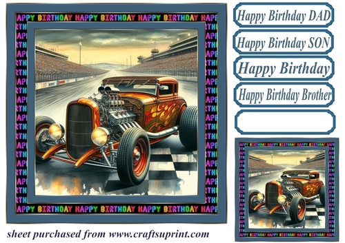 Birthday hot rod card front 14 - CUP1290923_659 | Craftsuprint