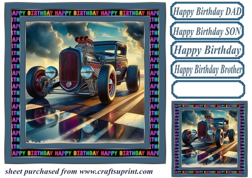 Birthday hot rod card front 15 - CUP1290924_659 | Craftsuprint