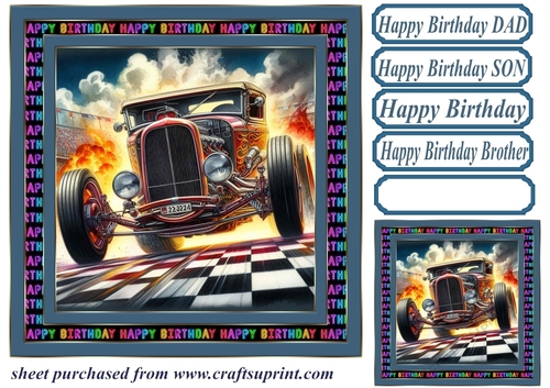 Birthday hot rod card front 20 - CUP1290929_659 | Craftsuprint