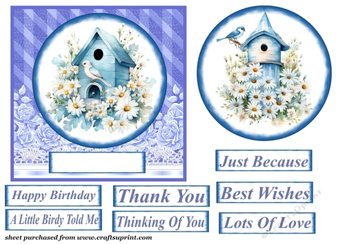 Blue bird card front 4 - CUP1291577_659 | Craftsuprint