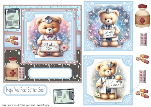 Dr Ted get well soon card front 5 - CUP1292366_659 | Craftsuprint