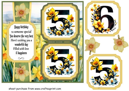 2 Panel age 55/65 daffodil card front - CUP1294067_659 | Craftsuprint