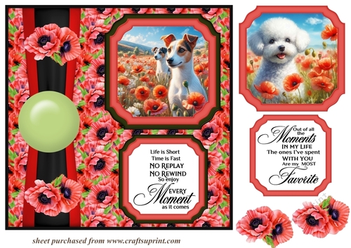 2 Panel poppy pup card front 1 - CUP1295619_659 | Craftsuprint