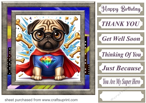 Super Pug card front 7 - CUP1297105_659 | Craftsuprint